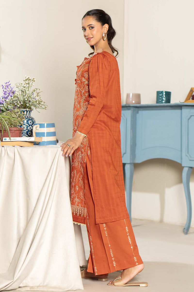 Unstitched Orange Embroidered Lawn 2 Piece - (Vol-26/03)2P-S-24-D-10 ...